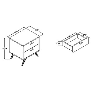 Baxton Studio Kelson Nightstand, Dark Grey/Gold