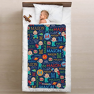 CoComelon Personalized Fuzzy Blanket with Custom Initial and Name Printed | Soft Blanket for Kids Bedroom or Play Area | 33.5" x 55.5" | Official Licensed Product