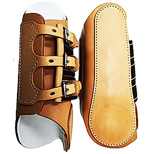 Professional Equine Horse Natural Tan Leather Sports Medicine Splint Boots Amish Tack Pony 4121NT