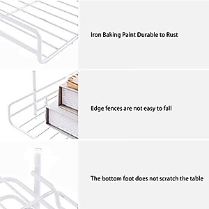 Lainrrew 2 Tier Cabinet Organizer, Stackable Under Sink Mesh Basket Organizer Under the Sink Storage Organizer for Home, Kitchen, Bathroom, Countertop (White)