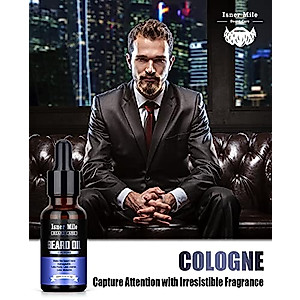 ISNER MILE Beard Oil 4 Pack, Stocking Stuffers Gifts for Him Dad Boyfriend, Mustaches Soften, Moisturize, Strength and Growth with Sandalwood, Bay Rum, Cologne, Unscented, Beard Maintenance Treatment