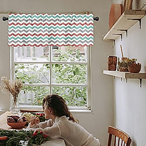Artwork Store Valances Windows Curtain Gray and White Chevron Zig Zag Kitchen Valances Rod Pocket Window Treatment Short Curtains Valance for Window 1 Panel,42 by 18 inches