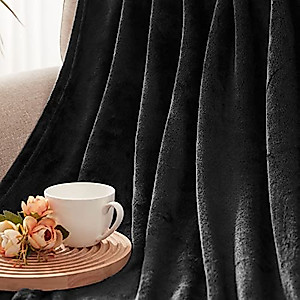 Exclusivo Mezcla Fleece Throw Blanket for Couch, Sofa and Bed, 300GSM Super Soft Blankets and Warm Throws, Cozy, Plush, Lightweight (50x60 inches, Black)