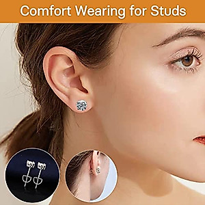 18K White Gold Screw Backs Replacement for Earring Studs - Fit for 0.032" Threaded Post (4 Pairs)