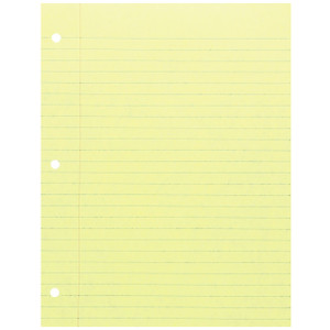 School Smart 3-Hole Punched Filler Paper, 8-1/2 x 11 Inches, Yellow, 100 Sheets - 087157