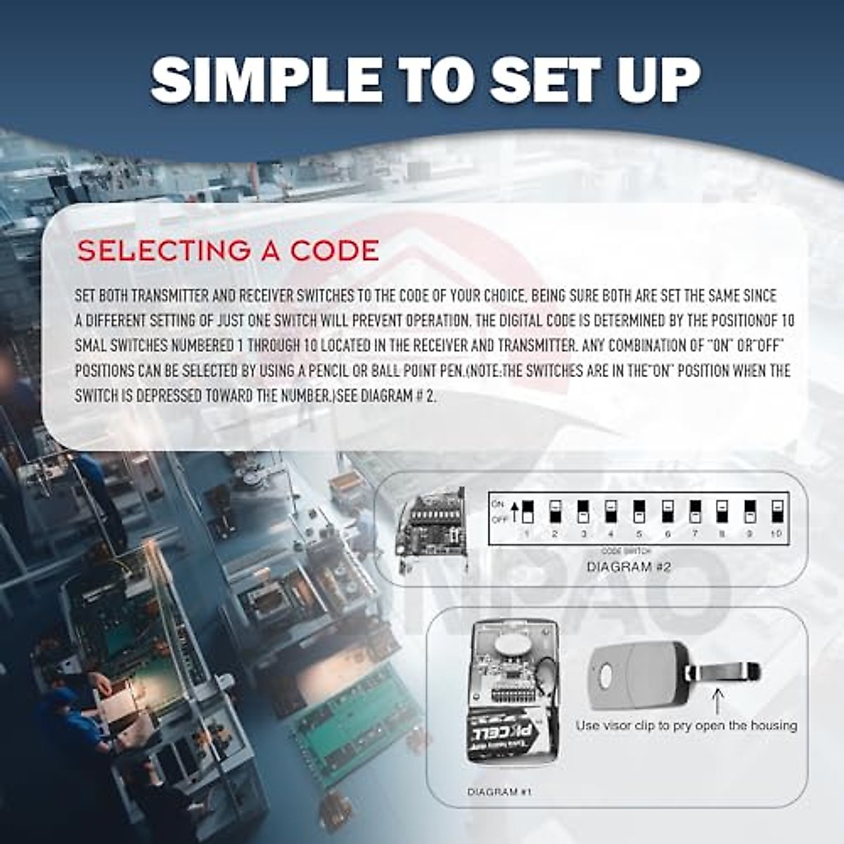 1 for Multicode Gate Opener Remote 3089 MCS308911,3060 MCS306010,3070 MCS307010 Garage Door Opener 3-Years-Warranty