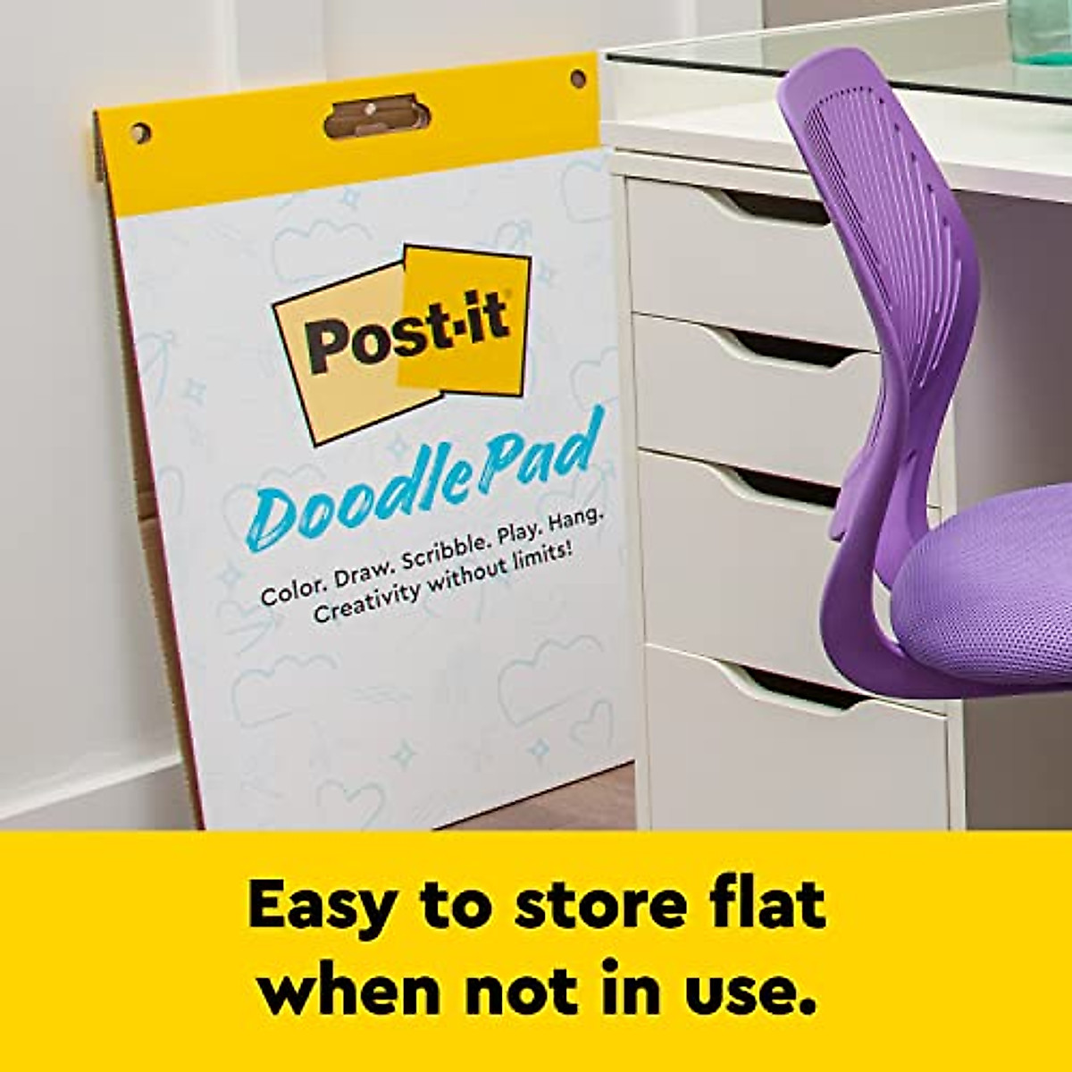 Post-it Doodle Pad, Portable Art Easel, Self-Stick Tabletop Easel Pad, 20 in x 23 in, 20 Sheets/Pad, 2 Pads/Pack (563R-DP)