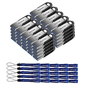 SanDisk 16GB Ultra Flair USB 3.0 Flash Drive (Bulk 50 Pack) High Speed Memory Pen Drive (SDCZ73-016G-G46) Bundle with (25) Everything But Stromboli Lanyard
