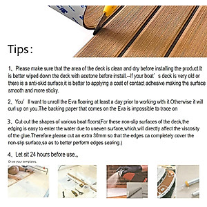 BETOVV 96''x26'' /36''Boat Carpet Self-Adhesive EVA Foam Boat Flooring 96''x26 36 48''Faux Teak Marine Boat Decking Sheet Non-Slip Mat for Motor Boats Non-Slip Self-Adhesive Flooring