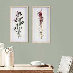 Madison Park Wall Art Living Room Décor - Sundried Natural Flowers in Shadowbox Frame, Floral Home Accent, Bedroom Decoration, Ready to Hang, 12" W x 24" H x 1.25" D, Multi 2 Piece