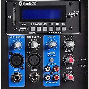 Rockville Power GIG RPG-122K All In One DJ/PA Package (2) 12" DJ/PA Speakers 1000 Watts Peak Power/250 Watts RMS with Built in Bluetooth, USB/SD Player, FM Tuner, Speaker Stands and a Wired Microphone