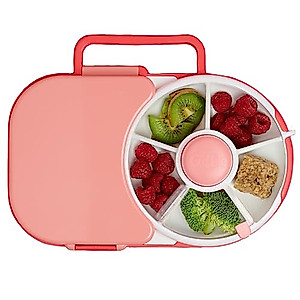 GoBe Kids Lunchbox with Detachable Snack Spinner, Bundle with Hand Strap & Sticker Sheet, Reusable Bento Style Lunch Container, 5 Small +1 Large Sandwich Compartment, BPA & PVC Free, Dishwasher Safe