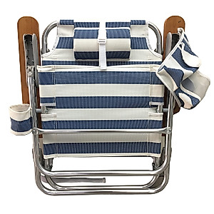 OmniCore Designs Multi-Position Wood Arm Beach Chair (2-pk) | Headrest, Media Organizer Pocket, Cup Holder, textilene Fabric, Dual Backpack Carry Straps | Outdoor Patio and Camping Chair