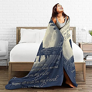 Maylian Fleece Blanket to My Sister Best Friend Bestie Printed Quilts Blanket Positive Encourage Flannel Blanket Gifts (50 * 60 inch,2)