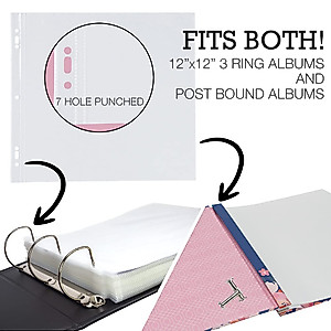 Samsill Scrapbook and Photo Album Expansion Page Refill Protectors 12x12 (40 Pack)