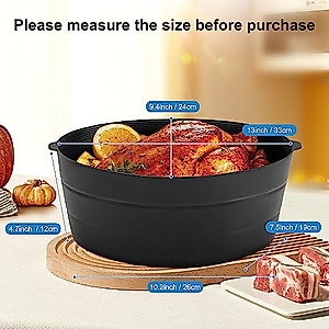 Silicone Crock Pot Liner, Reusable Slow Cooker Liner, Suitable For Microwave, Oven, 7-8 Quart Oval Slow Cooker Crock Pot (Black)
