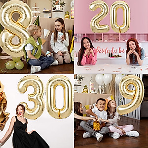 40 inch Huge white gold Number 5 Alphabet Number Balloon Foil Mylar Party Wedding Bachelorette 5th Birthday Bridal Shower Graduation Anniversary 5 Year Old Birthday party for Kids Celebration Decors