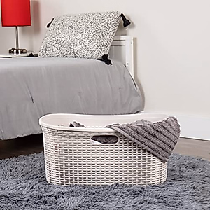 Mind Reader Basket Collection, Laundry Basket, 40 Liter (10kg/22lbs) Capacity, Cut Out Handles, Ventilated, 23"L x 14.5"W x 11"H, Ivory