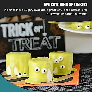 Spooky Eye Toppers - 4 oz Resealable Stand Up Candy Bag - Edible Baking Decorations - Funny White Googly Eyes for Cupcakes, Cakes, Cookies, Brownies - Halloween, Easter, and Edible Art Project Candy