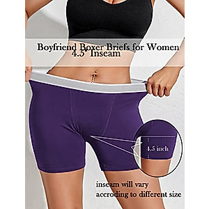 Ekouaer Women Boxer Briefs Cotton Underwear Anti Chafing Boy Shorts Panties 4.5" Inseam 4 Pack