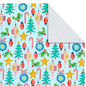 Hallmark Cute Christmas Flat Wrapping Paper Sheets with Cutlines on Reverse (12 Folded Sheets with Sticker Gift Tags) Pink, Mint Green, Plants, Cactus, Presents, Ornaments