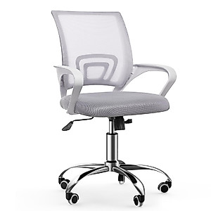 Nazhura Mesh Office Desk Chair with Adjustable Height and Swivel, Mid-Back with Armrests and Lumber Support(Mid-Height, Grey)