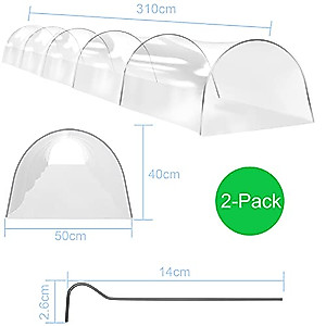 SORANGEUN 2pcs Greenhouses for Outdoors,122”x20”x16” Portable Greenhouse,Mini Green House with One-Piece Greenhouse Plastic&Garden Hoops for Raised beds,Row Covers