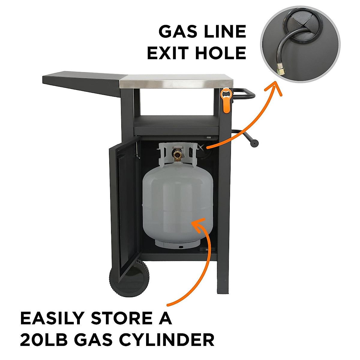 EMBERLI Grill Cart Outdoor with Storage, Modular BBQ Cart, Bar Patio Kitchen Island Prep Stand Cabinet