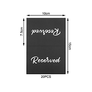 Micro Traders 20PCS Reserved Table Signs Double Sided Tent Cards Silver Foil Reserved Seating Labels for Wedding Party Restaurant Supplies 10x15cm Black