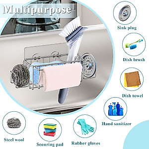 Geekboy 5-in-1 Sponge Holder for Kitchen Sink, Adhesive Kitchen Sink Caddy Organizer, SUS304 Stainless Steel Rust Proof, No Drilling with 2 Strong Suction Cups
