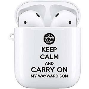 Jaustee Supernatural AirPods Case,Protective Cover Skin White Premium Hard Shell Airpod Accessories Compatible with Apple AirPods 2 1 (White1)