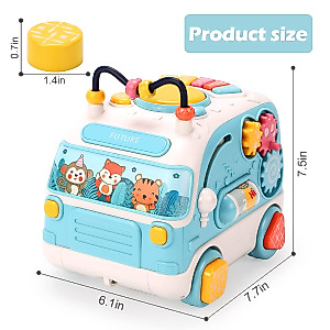 Qizebaby Multifunctional Toddler Toy Cars, Baby Toys 12-18 Months, Crawling Toys with Lights & Sounds & Music, Toys for 1 2 3 Year Old Boys Girls Toddlers, 1 2 3 Year Old Toy Gifts