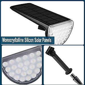 CASAZERO Solar Landscape Spotlights, Color Changing RGB Landscape Path Lights with 24LEDs 6500K 600LM Waterproof Tree Lights Solar Halloween Lights-2 Pack