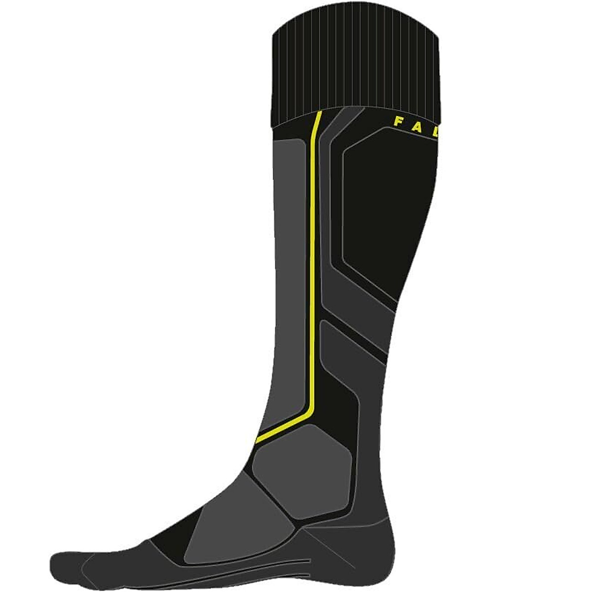 FALKE Men's SB2 Ski Socks For Snowboarding, Merino Wool, Knee High, Mid Weight Cushion, Breathable Quick Dry, Black (Black-Mix 3010), 12.5-13.5, 1 Pair