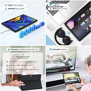RliyOliy Android Tablet, 10 inch Android 12 Tablet with Case, 2GB RAM 64GB ROM 512GB Expand Android Tablet with Dual Camera, WiFi, Bluetooth, 8000mAh, HD Touch Screen, GMS Certified