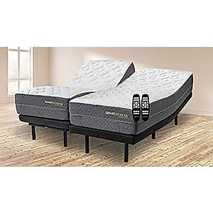 GhostBed Custom Adjustable Power Base Luxe 13" Cooling Gel Memory Foam Mattress (Split King)
