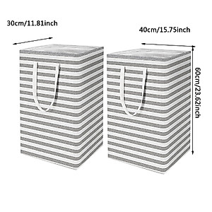 2 Pack Large Laundry Basket,Waterproof, Freestanding Laundry Hamper, Collapsible Clothes Hamper with Extended Handles for Clothes in The Dorm and Family (A)