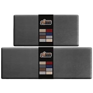 Gorilla Grip Set of 2 Anti Fatigue Cushioned Waterproof, Stain and Scratch Resistant Kitchen Floor Mats, Ergonomic Standing Office Desk Mat, Supportive Padded Memory Foam Rugs, 17x24 + 17x48 Charcoal
