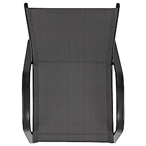 Flash Furniture 2 Pack Brazos Series Black Outdoor Barstool with Flex Comfort Material and Metal Frame