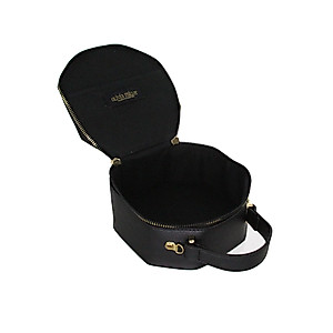 Olivia Miller Women's Fashion PU Leather Mini Octagon Crossbody Shoulder Handbag w Gold Stud Accent n Zipper, Casual Evening Purse