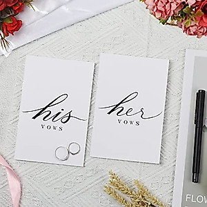 CARAVELOVE Vow Books for Wedding Vow Books His and Hers (White+ White/Black Lettering)