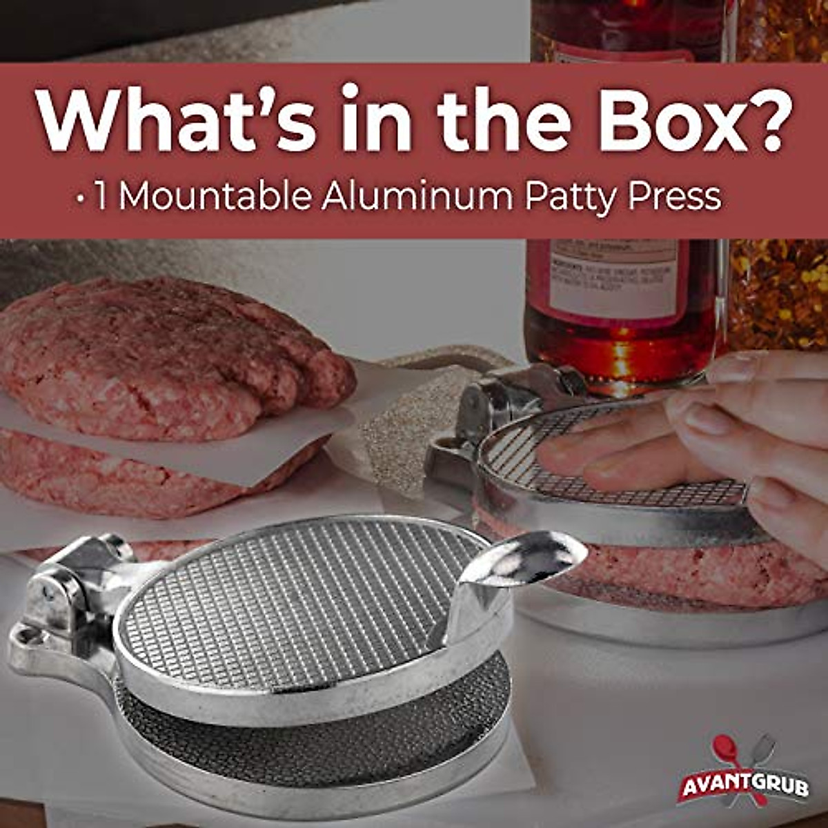 Pro-Grade Burger Press 4.5in. Nonstick Cast Aluminum Patty Maker Presses 1/4 Lb Ground Beef or Sausage Patties. Grill Perfectly Round Hamburgers Quick and Easy. Great for Barbecues and Meal Prep