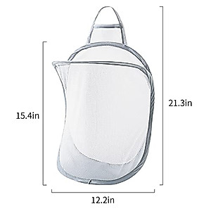 2Pack Hanging Laundry Hamper Laundry Basket Small Hamper Collapsible Wall Hanging Dirty Clothes Hamper Storage Bag (Grey)