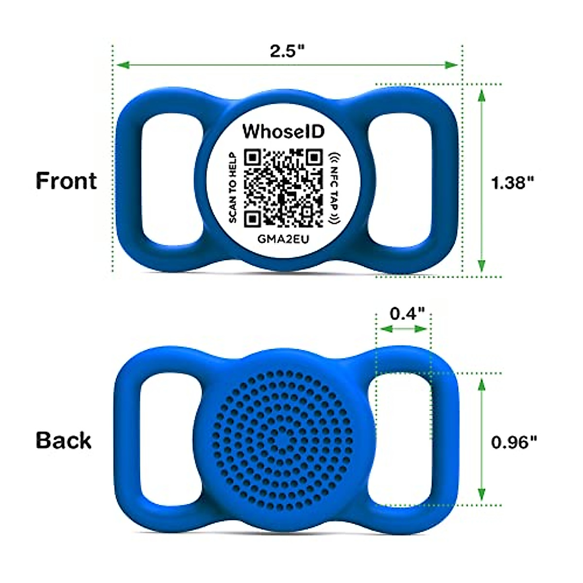 Dog Collars Charms & Collar Tag, QR Code Slide-on Tag, QR Code Dog Tag, Custom Online Profile, Durable Silicone Dog ID Tag, Anti-Scratch, Soundless Pet Tag, Easy to Set Up, Navy Blue