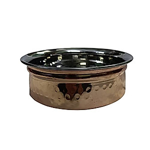 Bona fide pure Copper Tableware and serve ware Serving Bowl Indian Handi Set copper bowl set, Copper Stainless Steel Serving Dishes For Serving,Traditional 300 ml and 600 ml set(14 cm and 16 cm)