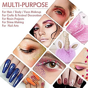 V·COLOKISHI Ultra Fine Glitter, 12 Unique Colors Glitter Set, 42.5g/Bottle, Extra Fine Glitter for Tumbler Slime Epoxy Resin, Body Face Nail Cosmetic Makeup, Painting, Art and Crafts, Total 510g