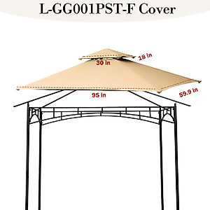 HETTRICK Gazebo Replacement Canopy 5x8 Shelter Double Tiered BBQ Cover Grill Shelter for Shop Garden Patio Model L-GG001PST-F (Beige)