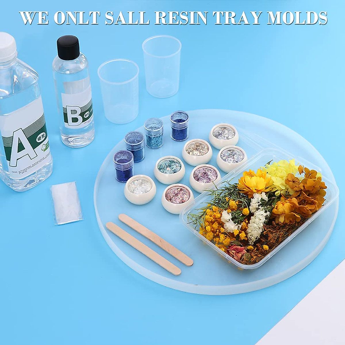 Resin Tray Molds, Round Rolling Tray Molds, Silicone Tray Molds, 11.8 Inch Rolling Tray Molds for Epoxy Resin, Resin Casting, DIY Jewelry Holder, Home Decor