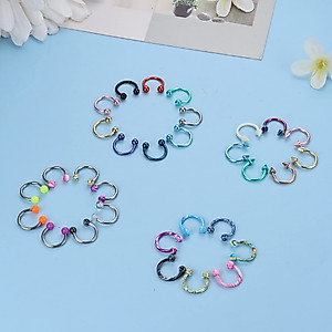 Drperfect 48Pcs 16G Stainless Steel Horseshoe Nose Septum Rings Piercing Jewelry Cartilage Helix Tragus Earring Hoop Eyebrow Lip Hoop Retainer for Women Men 6mm 8mm 10mm 12mm