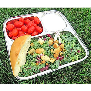 Lifestyle Block Stainless Steel Eco Friendly Compartment Stainless Steel Food Tray Large Divided Camping Plate